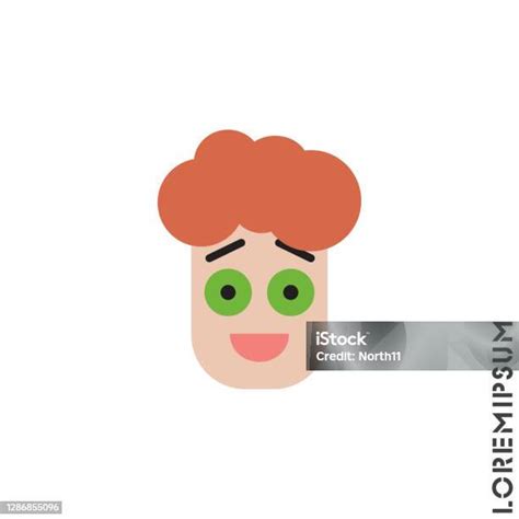 미소 벡터 소년 남자 아이콘 제기 눈썹과 행복 한 상징 모바일 컨셉과 웹 디자인을 위한 컬러 스타일 사인 이모티콘 기호