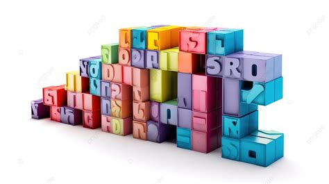 Vibrant Numeric Block Bricks In 3d Perspective Font On White Background Building Blocks Block