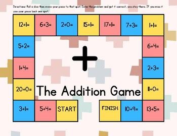 Addition Board Game By Ann Gray TPT
