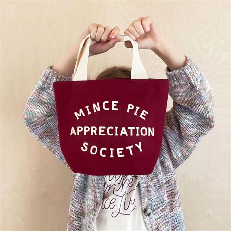 Mince Pie Appreciation Society Mini Canvas Tote Christmas Bag For