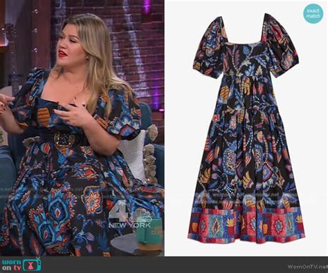 Wornontv Kellys Black Printed Square Neck Dress On The Kelly Clarkson