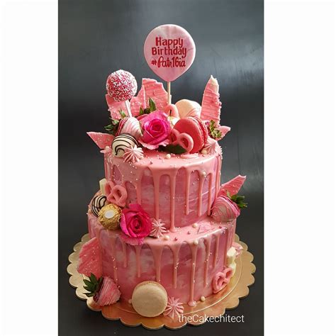 The Cakechitect A Pink Watercolor Drip Cake For A Lovely