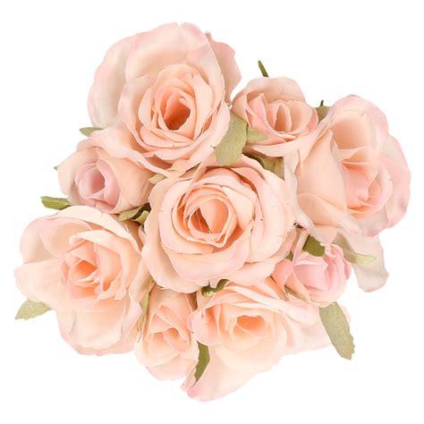Boeketje Kunstbloemen Rozen Roze 20 Cm 9x Stuks Fun En Feest