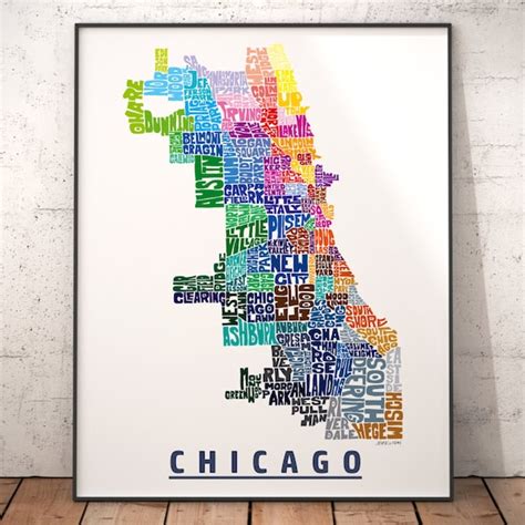 Map Of Chicago Neighborhoods Poster