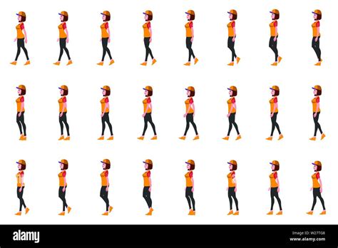 Courier Woman Character Walk Cycle Animation Sequence Loop Animation
