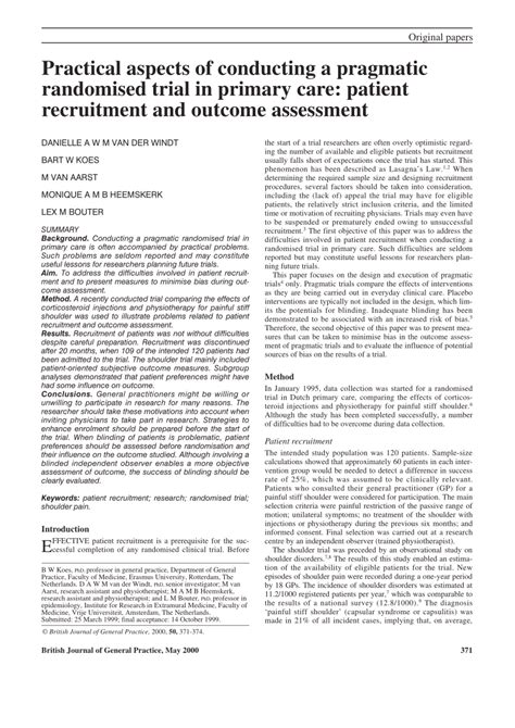 Pdf Practical Aspects Of Conducting A Pragmatic Randomised Trial In Primary Care Patient