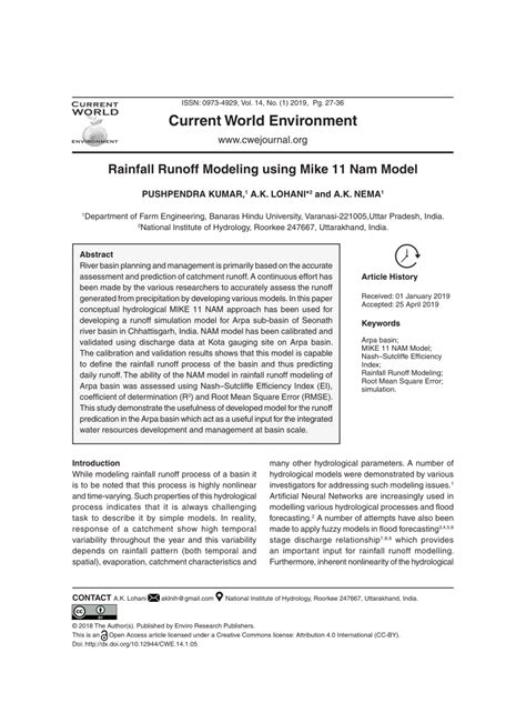 PDF Rainfall Runoff Modeling Using MIKE Nam Model