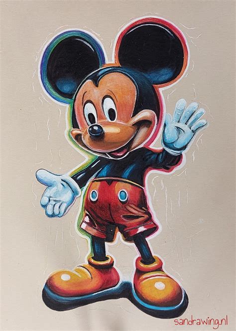 Mickey Mouse Drawing Realistic Cartoon Art Etsy