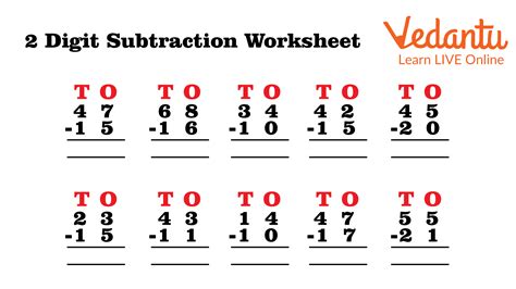 2 Digit Subtraction For Class 1 Easy Steps And Practice