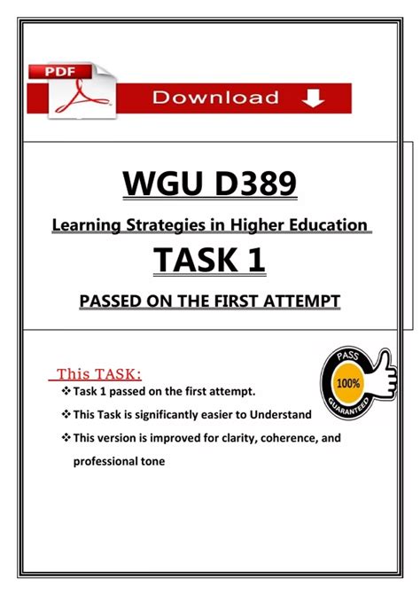 D389 Task 1 Passed On First Attempt 2025 Complete Assessment D389 D389 Stuvia US