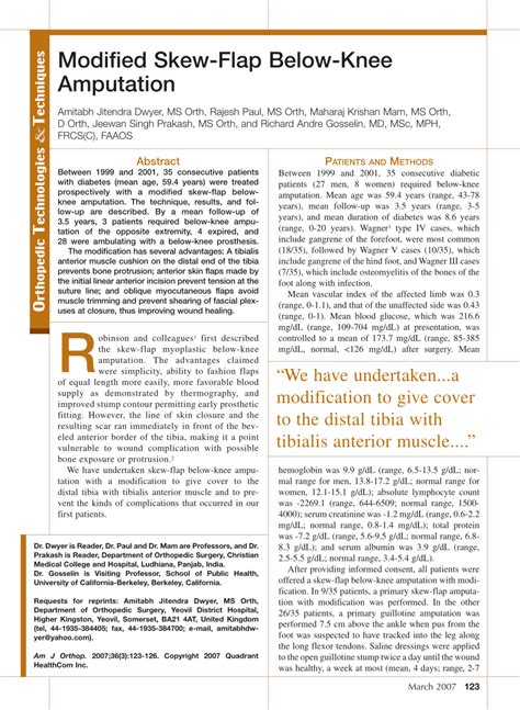 Pdf Modified Skew Flap Below Knee Amputation