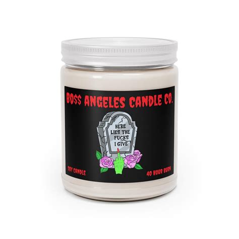 Halloween Here Lies The Fucks I Give Scented Candles 9oz Etsy