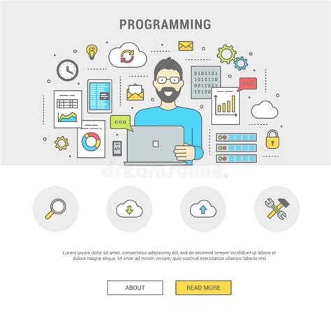 Banner Programmer Developing Sites Stock Vector Illustration Of