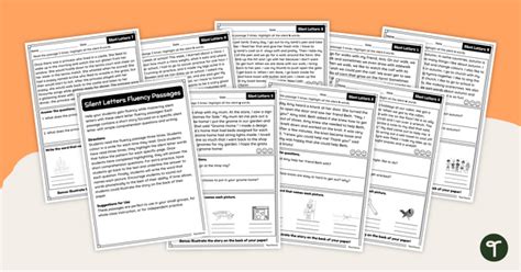 Silent Letters Fluency Passages Worksheet Pack Teach Starter