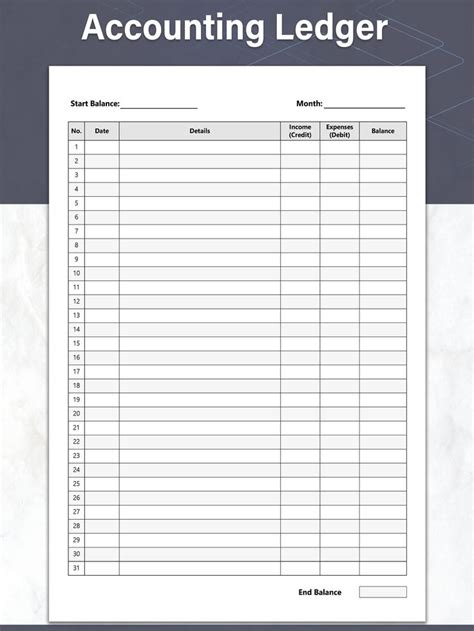 Printable Accounting Ledger General Ledger Sheet Money Tracker And Expense Tracker Ideal For
