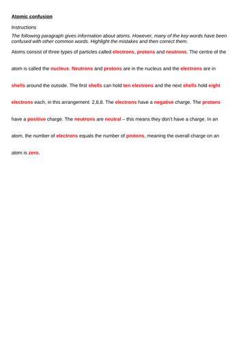 Atomic Structure And Electron Config Collection For Gcse Igcse Chemistry Teaching Resources