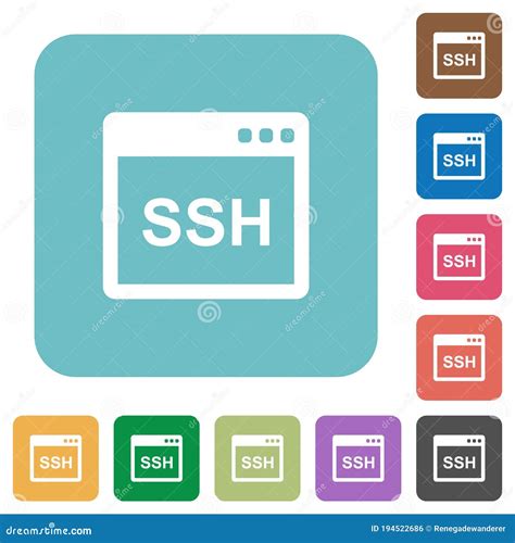 SSH Client Application Rounded Square Flat Icons Stock Vector Illustration Of Plain Panel