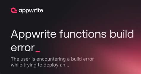 Appwrite Functions Build Error Threads Appwrite