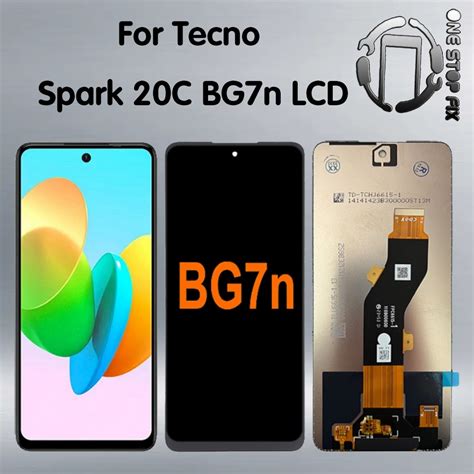 Preto 6 6 Polegadas Para Tecno Spark 20c Spark20c Bg7n Bg7 Display Lcd Tela Sensível Ao Toque