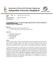 Lab Report Docx Department Of Electrical Electronic Engineering Independent University