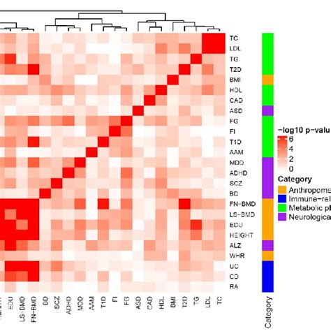 heatmap of 25 traits hierarchical clustering was performed using
