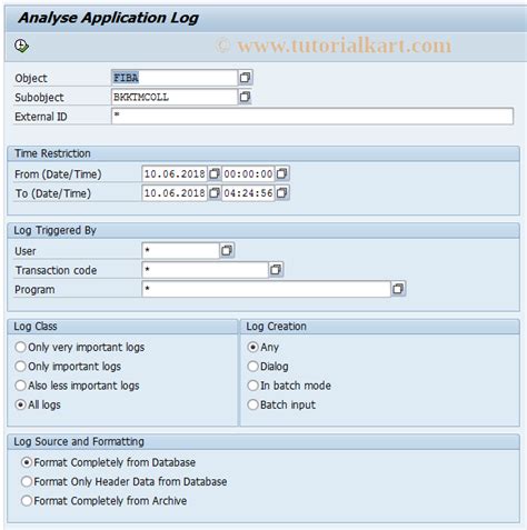F TMCOLL SAP Tcode Application Log Collection Report