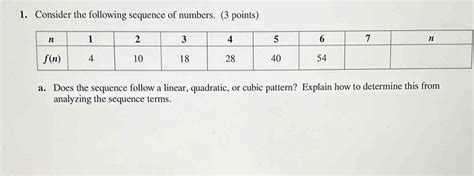 solved 1 consider the following sequence of numbers 3 points a