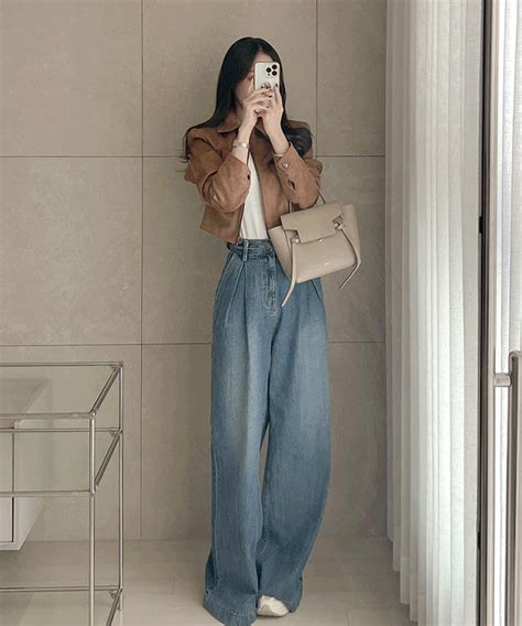 미무드 메르시 핀턱 와이드 일자데님pt