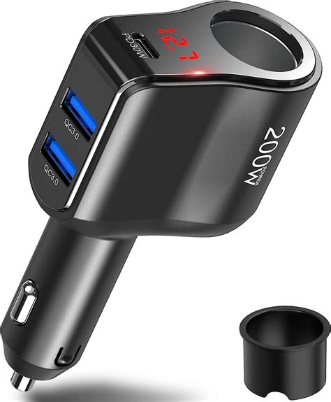 Amazon Com W Pd Usb C Car Charger Adapter V Cigarette Lighter Socket Splitter Volt Dc