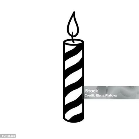 Эскиз Свечи Векторная Горящая Свеча Дудл Изолирована На Белом Фоне — стоковая векторная графика