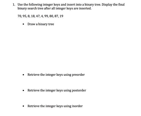 solved use the following integer keys and insert into a