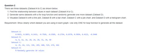 Solved Question 2 There Are Three Datasets Dataset A To C