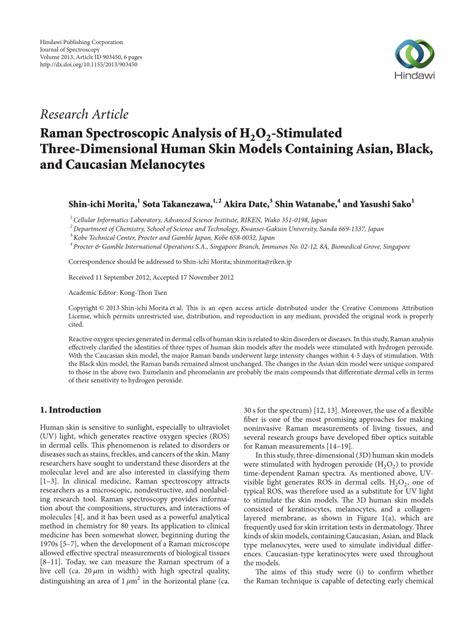 Pdf Raman Spectroscopic Analysis Of H2o2 Stimulated Three Dimensional
