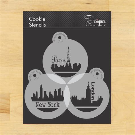 City Skyline Stencil Set For Cookies And Cupcakes Confection Couture