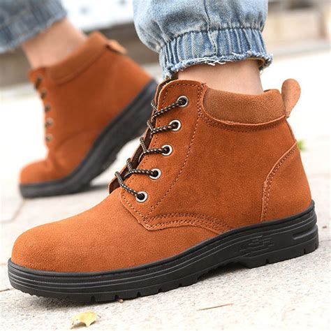 รองเท้าเซฟตี้ หนังกลับ หุ้มข้อ รองเท้าหัวเหล็ก พื้นเสริมเหล็ก รองเท้า เซฟตี้ Safety Shoes