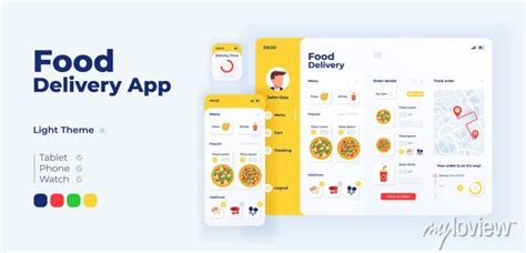 Fast Food Delivery App Screen Vector Adaptive Design Template Posters For The Wall • Posters
