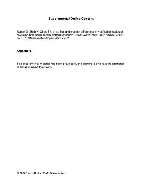 Pdf Sex And Location Differences In Verification Status Of Physician Held Social Media
