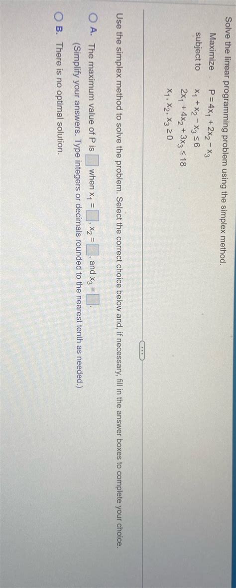 [solved] solve the linear programming problem using the simplex method