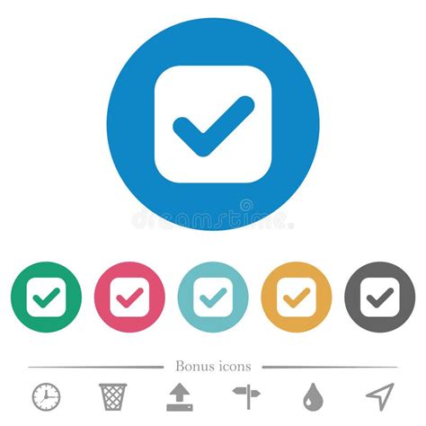 Checkbox Solid Flat Round Icons Stock Vector Illustration Of