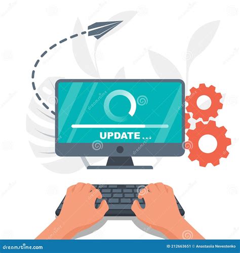 System Update The Programmer Behind The Computer Screen Stock Vector Illustration Of
