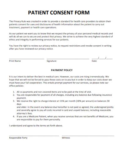 Free 30 Patient Consent Form Samples In Pdf Ms Word