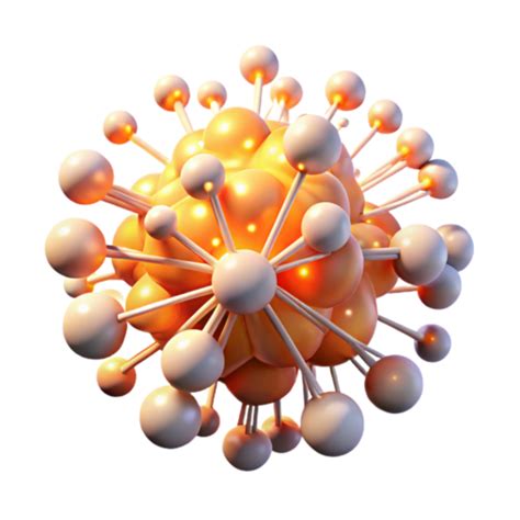 3d Render Of Abstract Molecular Structure Glowing Orange And White Spheres Connected By Rods