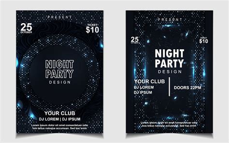 우아한 어두운 파란색 반짝이 스타일로 밤 댄스 파티 음악 레이아웃 커버 디자인 템플릿 배경 가벼운 전기 3차원 형태에 대한 스톡 벡터 아트 및 기타 이미지 Istock
