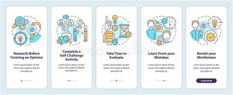 Overcoming Confirmation Bias Tips Onboarding Mobile App Screen Stock Vector Illustration Of