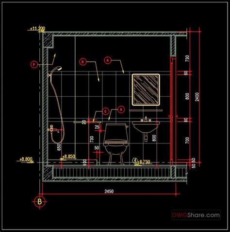 91 WC Layout Elevations Details AutoCAD Drawing Download