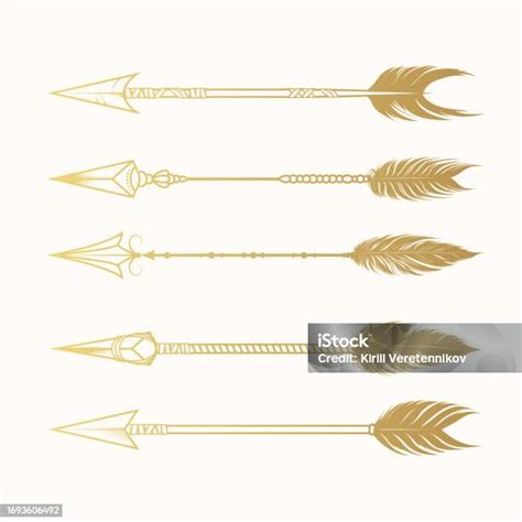 보헤미안 스타일의 황금 부족 화살 세트 벡터 디자인 요소는 티셔츠 표지 및 웹 디자인에 인쇄하는 데 사용할 수 있습니다 0명에