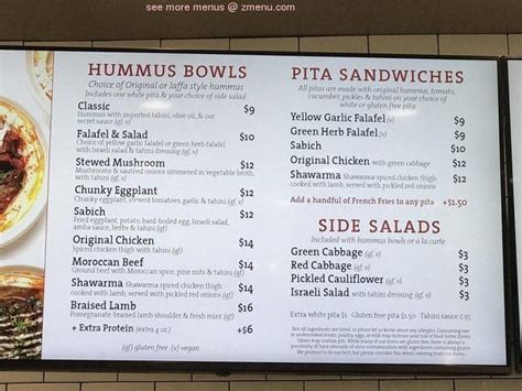 Online Menu Of Orens Hummus Express Restaurant Palo Alto California