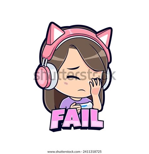 Gamer Girl Fail Expressions Sticker Gaming Stock Vector Royalty Free