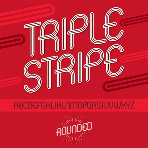 디스코 벡터 대문자 영어 알파벳 문자 격리 집합입니다 펑키한 둥근 글꼴 로고 디자인에 사용하기 위한 타이프스크립트 기하학적 삼중 스트라이프를 사용하여 제작되었습니다