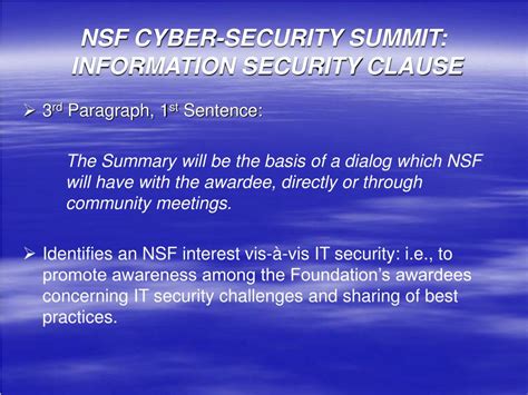 Ppt Nsf Cyber Security Summit Information Security Clause Powerpoint